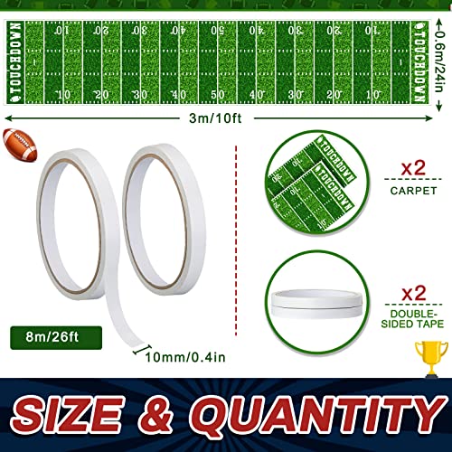 Boao Football Party Supplies 10 ft Football Party Field Aisle Runners Football Tablecloth Touchdown Floor Runners for Game Day Party Football Field Sign Supplies, 24 x 120 Inch (4 Pieces)