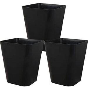 small bathroom trash can plastic garbage can square waste basket trash bins container bins for bathroom, office, dorm room, home office, under desk, kitchen, bedroom, 3 pack, black