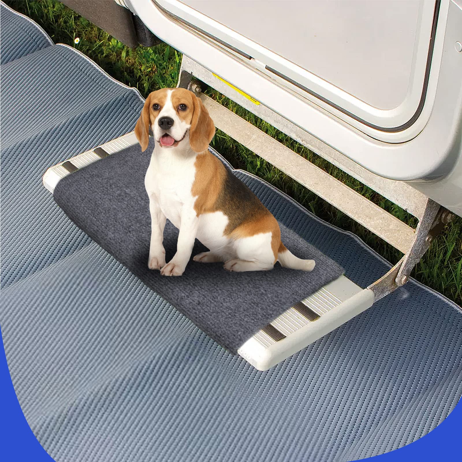 weruisi RV Step Covers 3 Pack RV Step Rugs Wrap Around Camper Stair Rugs for Radius Steps Keep Your RV Cleaner Works on Electrical and Manual RV Steps (18" Wide)