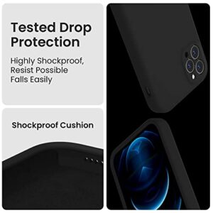 FireNova for iPhone 12 Pro Max Case, Silicone Upgraded [Camera Protecion] Phone Case with Soft Anti-Scratch Microfiber Lining, 6.7 inch, Black