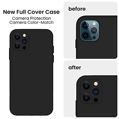 FireNova for iPhone 12 Pro Max Case, Silicone Upgraded [Camera Protecion] Phone Case with Soft Anti-Scratch Microfiber Lining, 6.7 inch, Black