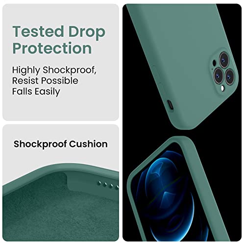 FireNova for iPhone 12 Pro Case, Silicone Upgraded [Camera Protecion] Phone Case with Soft Anti-Scratch Microfiber Lining, 6.1 inch, Midnight Green