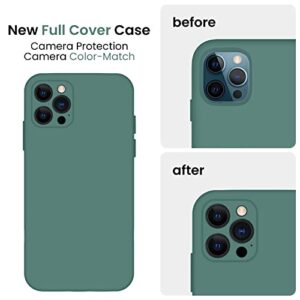 FireNova for iPhone 12 Pro Case, Silicone Upgraded [Camera Protecion] Phone Case with Soft Anti-Scratch Microfiber Lining, 6.1 inch, Midnight Green