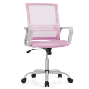 ergonomic home office chair – rolling desk chair with lumbar support and armrest, height adjustable breathable mesh chair, mid back executive task chair with padded seat and tilt function