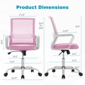 Ergonomic Home Office Chair – Rolling Desk Chair with Lumbar Support and Armrest, Height Adjustable Breathable Mesh Chair, Mid Back Executive Task Chair with Padded Seat and Tilt Function