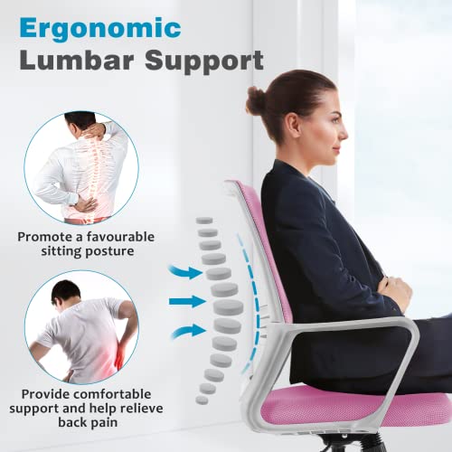 Ergonomic Home Office Chair – Rolling Desk Chair with Lumbar Support and Armrest, Height Adjustable Breathable Mesh Chair, Mid Back Executive Task Chair with Padded Seat and Tilt Function