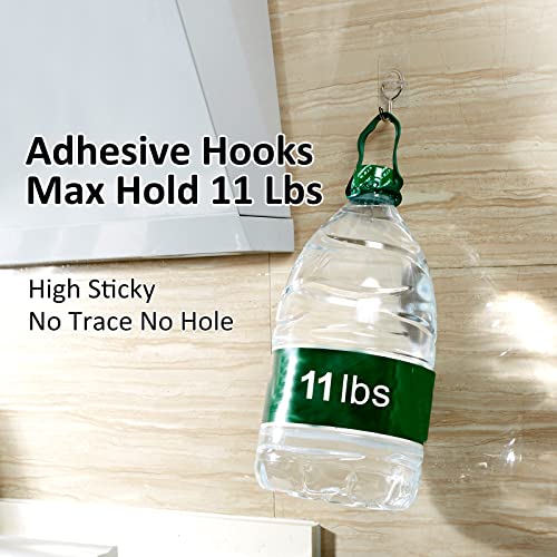 LOUXPERT Wall-Hooks Adhesive-Hooks for Hanging - 11 lbs 8-Hooks, Clear Sticky-Hooks, Stainless Steel Wall Hanger, Wall Hooks for Hanging, Bathroom Hanging Hooks (Clear)