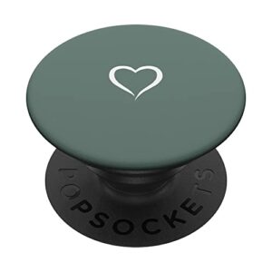 sage green hand drawn heart love minimalist popsockets standard popgrip