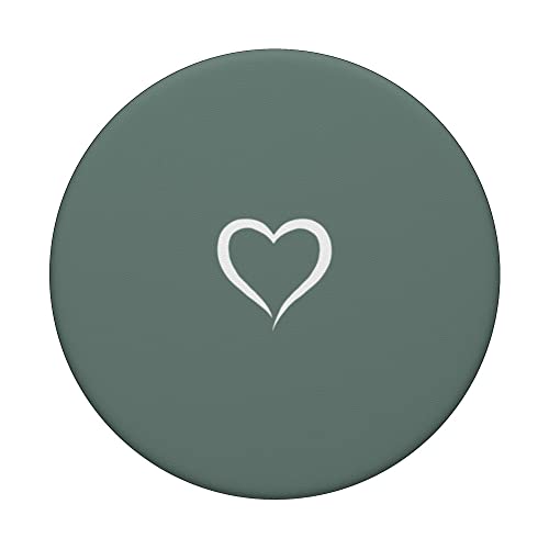 Sage Green Hand Drawn Heart Love Minimalist PopSockets Standard PopGrip