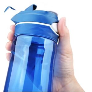 DEARART 2-Pack Blue Water Bottle 26oz & 16oz Capacity, Clear Bottles 100% Leakproof BPA FREE Hidden Cup Mouth With No Straw Has Handle For Sport Yoga, Gym, Walking, Basketball etc.