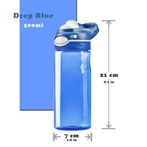 DEARART 2-Pack Blue Water Bottle 26oz & 16oz Capacity, Clear Bottles 100% Leakproof BPA FREE Hidden Cup Mouth With No Straw Has Handle For Sport Yoga, Gym, Walking, Basketball etc.