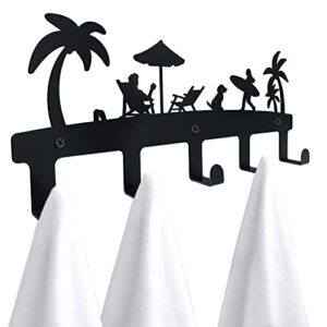 evelido towel racks for bathroom wall mount towel holder coat holder bedroom hanger living room wall-mounted metal rust proof and waterproof black metal towel rack-5 hooks -16 inch