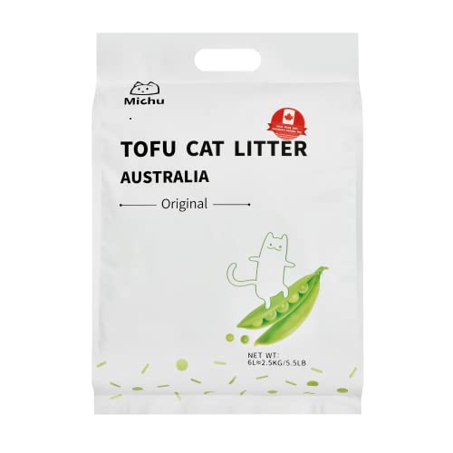 Michu Cat Litter Tofu Cat Litter Best Cat Litter Natural Clumping Tofu Cat Litter 5.5lb/88oz (Original)