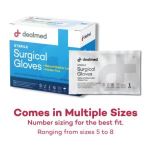 Dealmed Disposable Latex Gloves – Medical Gloves, Multi-Layer, Size 6.5, 50 Pairs Per Box