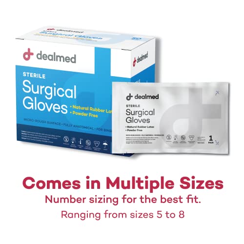 Dealmed Disposable Latex Gloves – Medical Gloves, Multi-Layer, Size 6.5, 50 Pairs Per Box