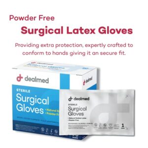 Dealmed Disposable Latex Gloves – Medical Gloves, Multi-Layer, Size 6.5, 50 Pairs Per Box