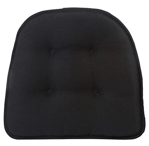 Klear Vu Omega Non-Slip Universal Chair Cushions for Dining Room, Kitchen and Office Use, U-Shaped Skid-Proof Seat Pad, 15x16 Inches, 6 Pack, Midnight Black