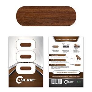 C-SLIDE Family Pack Wooden Swivel Webcam Cover | Thin Swivel Laptop Cam Blocker, Black, 1.5” x 0.5” and 1.5mm Thick | Thin Cam Blocker for Computer, Tablet, Mac, Dell, Lenovo, HP | Walnut