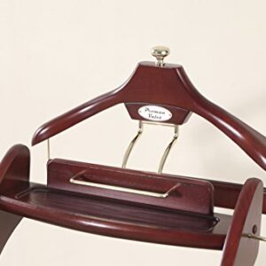 Proman Products Windsor Signature Valet Stand VL36158 with Tray, Detachable Contour Hanger, Trouser Bar, Tie Rack, 13.5" W x 16.5" D x 45" H, Dark Mahogany