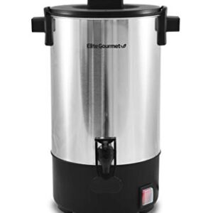 Elite Gourmet CCM-035# Maxi-Matic 30 Cup Stainless Steel Coffee Urn Removable Filter For Easy Cleanup, Two Way Dispenser with Cool-Touch Handles Electric Coffee Maker Urn, Stainless Steel