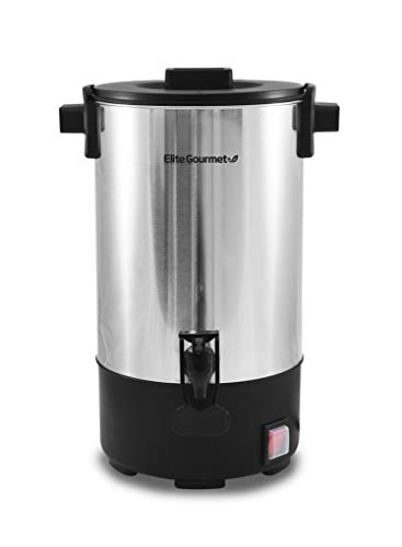 Elite Gourmet CCM-035# Maxi-Matic 30 Cup Stainless Steel Coffee Urn Removable Filter For Easy Cleanup, Two Way Dispenser with Cool-Touch Handles Electric Coffee Maker Urn, Stainless Steel