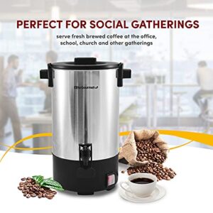 Elite Gourmet CCM-035# Maxi-Matic 30 Cup Stainless Steel Coffee Urn Removable Filter For Easy Cleanup, Two Way Dispenser with Cool-Touch Handles Electric Coffee Maker Urn, Stainless Steel