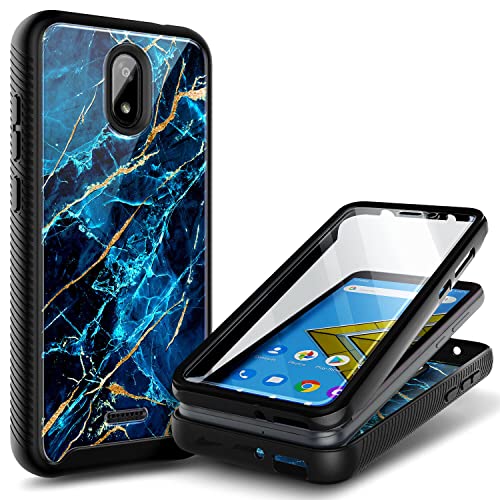 WDHD Case for BLU Wiko Ride (W-U300), Vision 2 (U304AC)/AT&T Radiant Core (U304A)/Cricket Icon with [Built-in Screen Protector], Full-Body Shockproof Protective Bumper Case Cover (Sapphire)