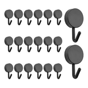 morobor self adhesive hooks, 20pcs heavy duty plastic hooks wall key hook holders stocking holder for home kitchen bathroom office door (black）