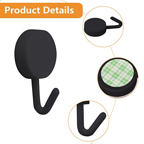 MOROBOR Self Adhesive Hooks, 20pcs Heavy Duty Plastic Hooks Wall Key Hook Holders Stocking Holder for Home Kitchen Bathroom Office Door (Black）