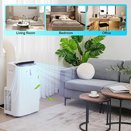 COSTWAY 12000BTU Portable Air Conditioner, 4-in-1 Oscillation Air Cooler with Cooling/Dehumidifier/Heater/Fan , 3 Speeds Fan for 450 sq.ft, Remote Control, WiFi Smart Control, 4 Universal Casters & Window Kit Included (12000BTU)