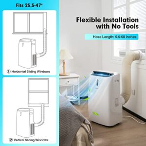 COSTWAY 12000BTU Portable Air Conditioner, 4-in-1 Oscillation Air Cooler with Cooling/Dehumidifier/Heater/Fan , 3 Speeds Fan for 450 sq.ft, Remote Control, WiFi Smart Control, 4 Universal Casters & Window Kit Included (12000BTU)