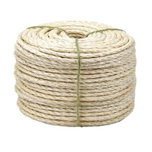 cat sisal rope 164-feet 4mm for scratcher repair and replace scratching post, diy hemp twine rope for cat tree tower carpet mat kicker house, pet toy, and crafts gardening home decorating