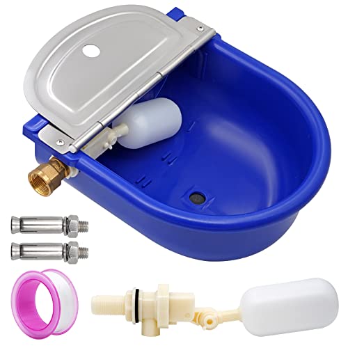 MINYULUA Automatic Waterer Bowl with Float Valve Livestock Drinking Water Bowl for Dogs Horse Cattle Pig Sheep Goat,Farm Animal Water Trough,with Brass Connector Mounting Screws