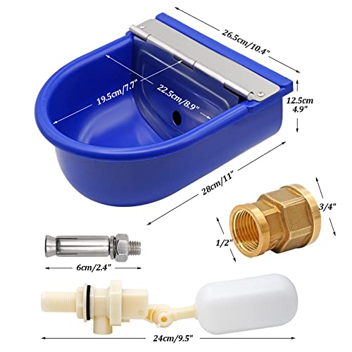 MINYULUA Automatic Waterer Bowl with Float Valve Livestock Drinking Water Bowl for Dogs Horse Cattle Pig Sheep Goat,Farm Animal Water Trough,with Brass Connector Mounting Screws