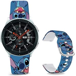 Sjiangqiao Stitch Band Compatible with Samsung Galaxy Watch 5/Watch 42mm/Galaxy Watch 3 41mm/Watch 4 40mm 44mm/Active 2/Gear S2 Classic/Gear Sport/Ticwatch 2 Soft Silicone Chic Cute Cartoon Sports Bands Lovely Style Replacement Strap for Men Women