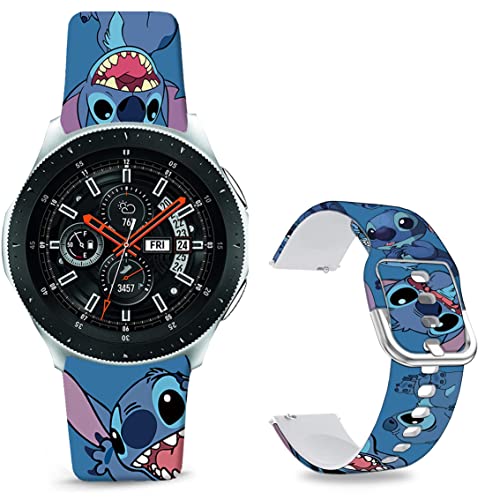 Sjiangqiao Stitch Band Compatible with Samsung Galaxy Watch 5/Watch 42mm/Galaxy Watch 3 41mm/Watch 4 40mm 44mm/Active 2/Gear S2 Classic/Gear Sport/Ticwatch 2 Soft Silicone Chic Cute Cartoon Sports Bands Lovely Style Replacement Strap for Men Women