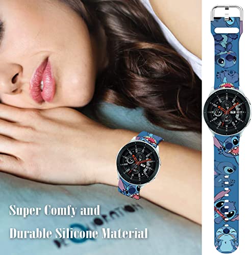 Sjiangqiao Stitch Band Compatible with Samsung Galaxy Watch 5/Watch 42mm/Galaxy Watch 3 41mm/Watch 4 40mm 44mm/Active 2/Gear S2 Classic/Gear Sport/Ticwatch 2 Soft Silicone Chic Cute Cartoon Sports Bands Lovely Style Replacement Strap for Men Women