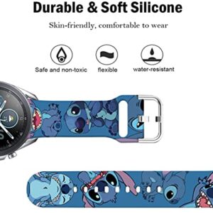 Sjiangqiao Stitch Band Compatible with Samsung Galaxy Watch 5/Watch 42mm/Galaxy Watch 3 41mm/Watch 4 40mm 44mm/Active 2/Gear S2 Classic/Gear Sport/Ticwatch 2 Soft Silicone Chic Cute Cartoon Sports Bands Lovely Style Replacement Strap for Men Women