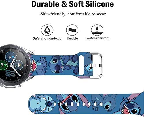 Sjiangqiao Stitch Band Compatible with Samsung Galaxy Watch 5/Watch 42mm/Galaxy Watch 3 41mm/Watch 4 40mm 44mm/Active 2/Gear S2 Classic/Gear Sport/Ticwatch 2 Soft Silicone Chic Cute Cartoon Sports Bands Lovely Style Replacement Strap for Men Women