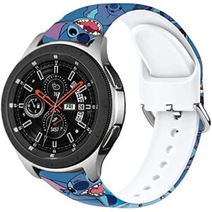 Sjiangqiao Stitch Band Compatible with Samsung Galaxy Watch 5/Watch 42mm/Galaxy Watch 3 41mm/Watch 4 40mm 44mm/Active 2/Gear S2 Classic/Gear Sport/Ticwatch 2 Soft Silicone Chic Cute Cartoon Sports Bands Lovely Style Replacement Strap for Men Women