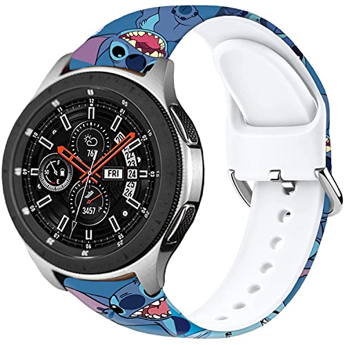 Sjiangqiao Stitch Band Compatible with Samsung Galaxy Watch 5/Watch 42mm/Galaxy Watch 3 41mm/Watch 4 40mm 44mm/Active 2/Gear S2 Classic/Gear Sport/Ticwatch 2 Soft Silicone Chic Cute Cartoon Sports Bands Lovely Style Replacement Strap for Men Women