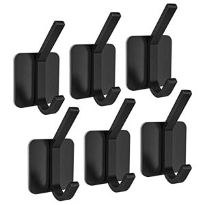 adhesive towel hooks for bathrooms，heavy duty wall hooks for hanging robe,coats,keys,handbag,waterproof aluminum sticky hooks for home,bedroom,hallways,entrance,kitchen,office- black 4 pack