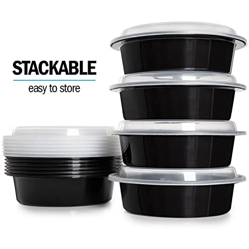 Igluu Meal Prep Round Plastic Containers - New Improved Lid - Reusable BPA Free Food Containers with Airtight Lids - Microwavable, Freezer and Dishwasher Safe - Stackable Salad Bowls - [20 Pack, 28oz]