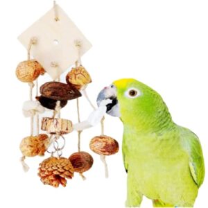 bird chewing toys-natural wood hanging bird cage toys set-bird swing toys for parrots, parakeets, cockatiels, lovebird, budgie, conures (s-cuttlebone)