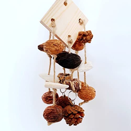 Bird Chewing Toys-Natural Wood Hanging Bird Cage Toys Set-Bird Swing Toys for Parrots, Parakeets, Cockatiels, Lovebird, Budgie, Conures (S-Cuttlebone)