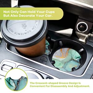 Sunflower Car Coasters for Drinks Absorbent with Cork, Cute Ceramic Car Coasters Set of 2 with A Finger Notch for Easy Removal,Auto Accessories for Women & Men