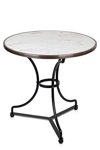 French Bistro Table (Geridon) 28", White Marble, by Bonnecaze