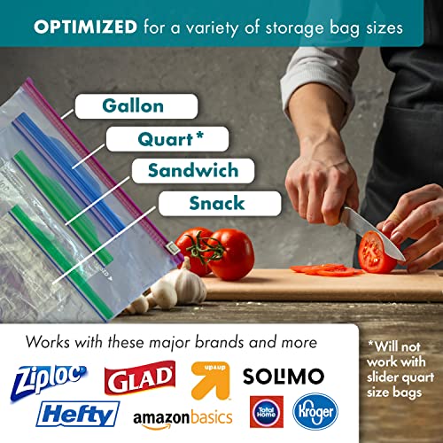 Ziplock Bag Organizer for Drawer, 6-in-1 Expandable Plastic Bag Organizer, Ziploc Bag Organizer, Baggie Organizer, Sandwich Bag Organizer, Foil & Plastic Wrap Organizer, Bamboo Food Storage Bag