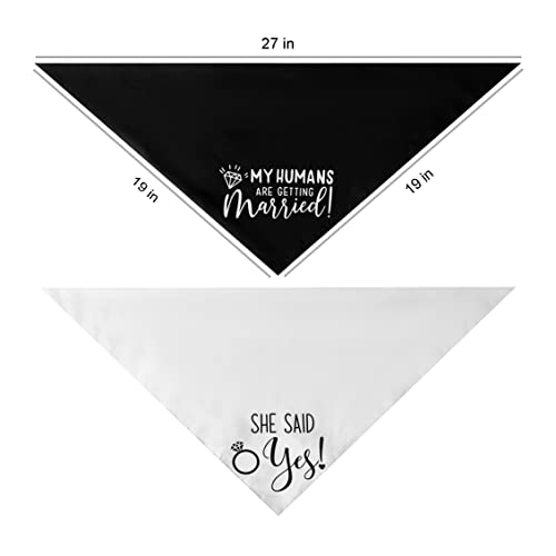 Bnibol 2 Pack Dog Bandana for Wedding Engagement,Triangle pet Scarf for Lovers,Suitable for Medium Large boy Girl Dog My Humans are Getting Married and say yes. (Wedding)