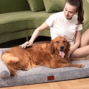 Lazy Lush Bolster Dog Bed for Extra Large Dogs, Memory Foam Orthopedic L-Shape Dog beds with Removable Washable Cover, Cozy Plush Dog Sofa, pet Bed with Waterproof Lining and Nonskid Bottom